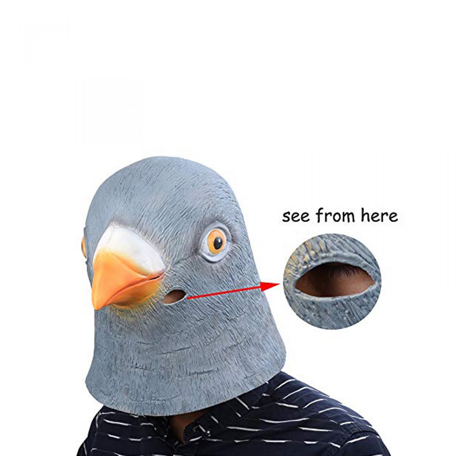 Pigeon Head Mask Creepy Animal Halloween Costume Theater Prop Latex ...