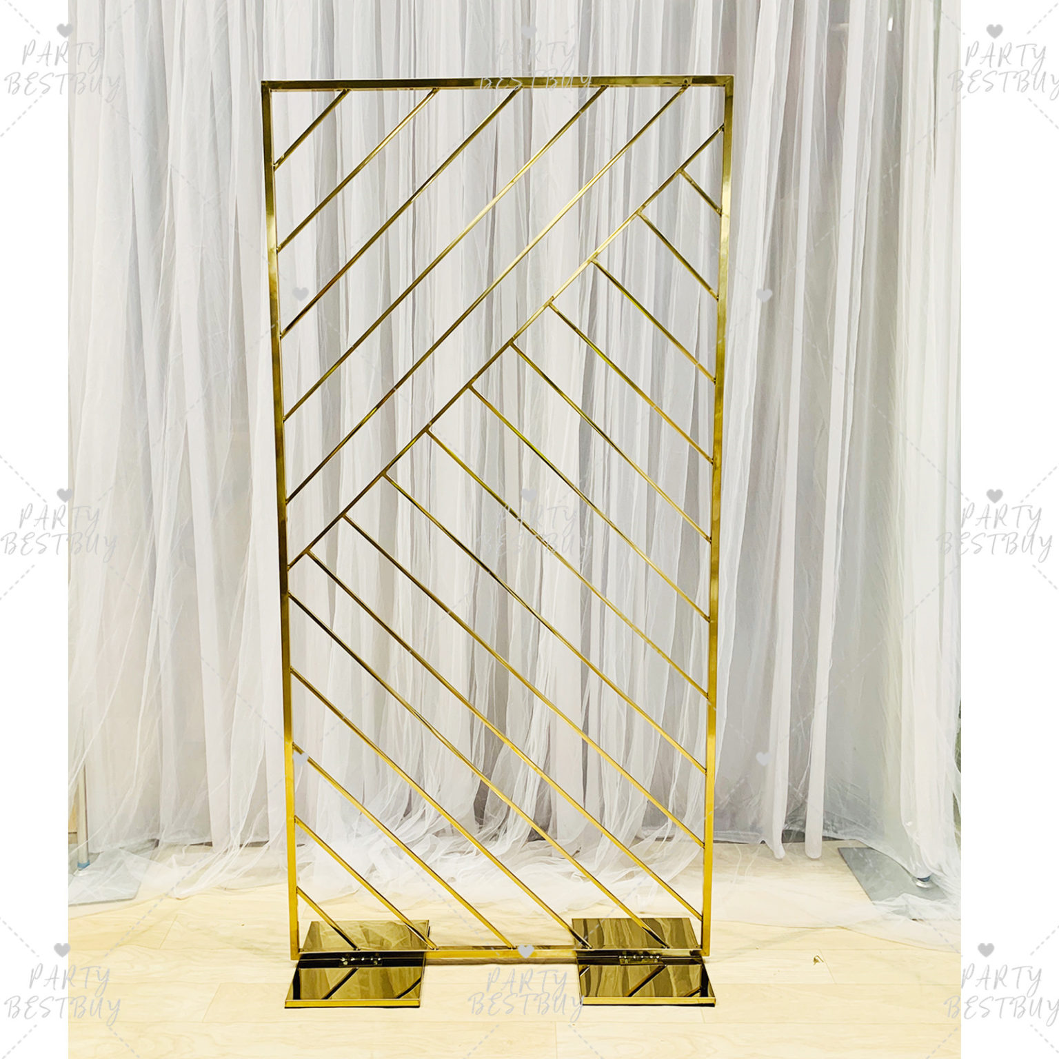 2m x1m Glossy Gold Geometric Rectangle Backdrop Stand Frame Wall ...